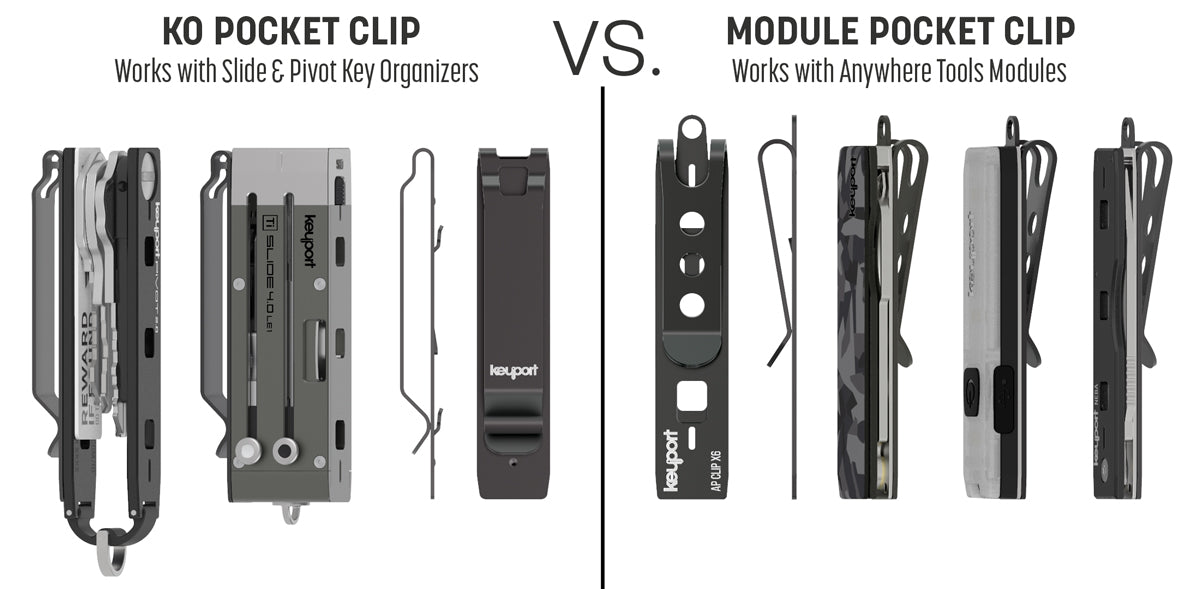 Keyport KO (Key Organizer) Pocket Clip vs Module Pocket Clip