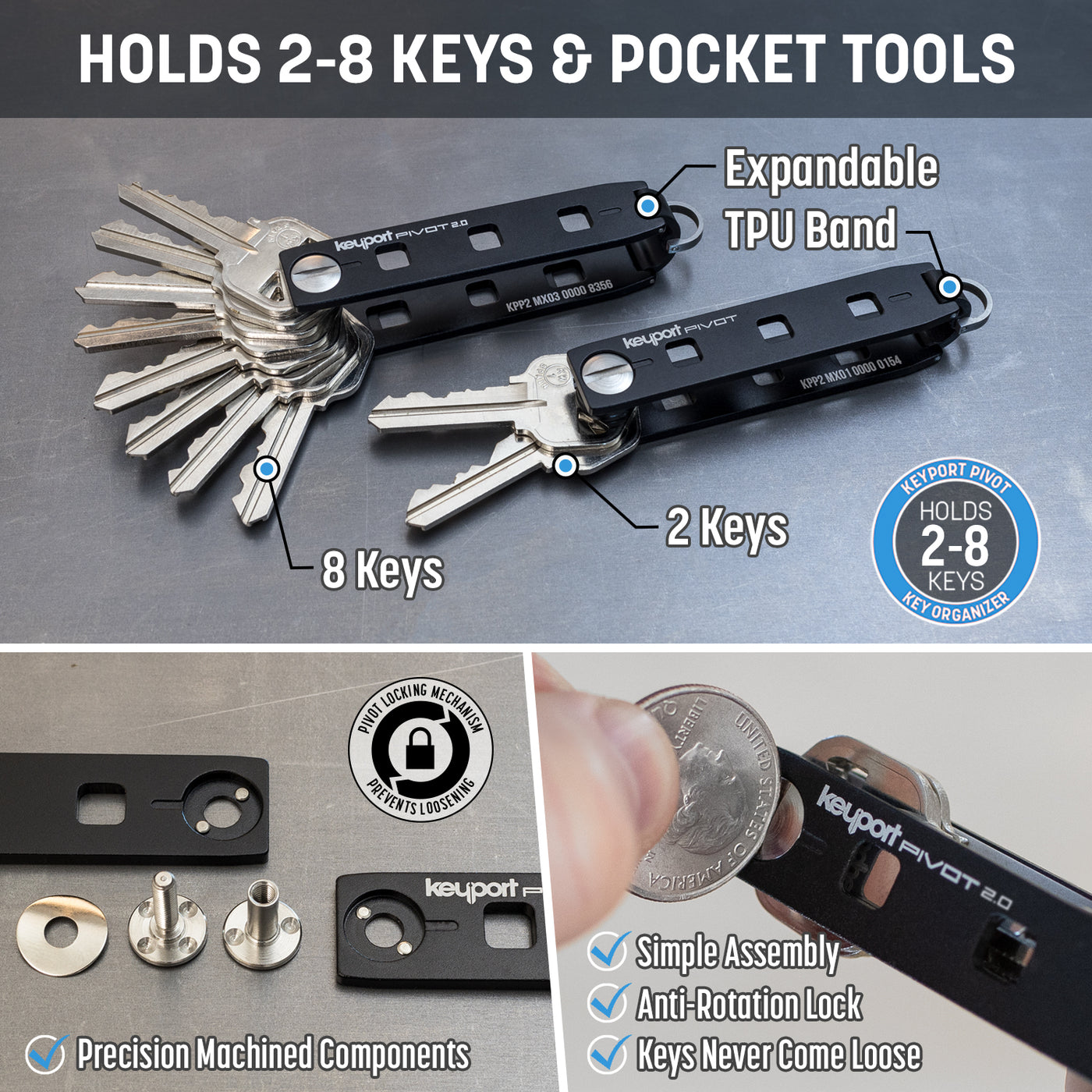 Pivot 2.0 Essential Bundle - Smart Key Organizer | Keyport